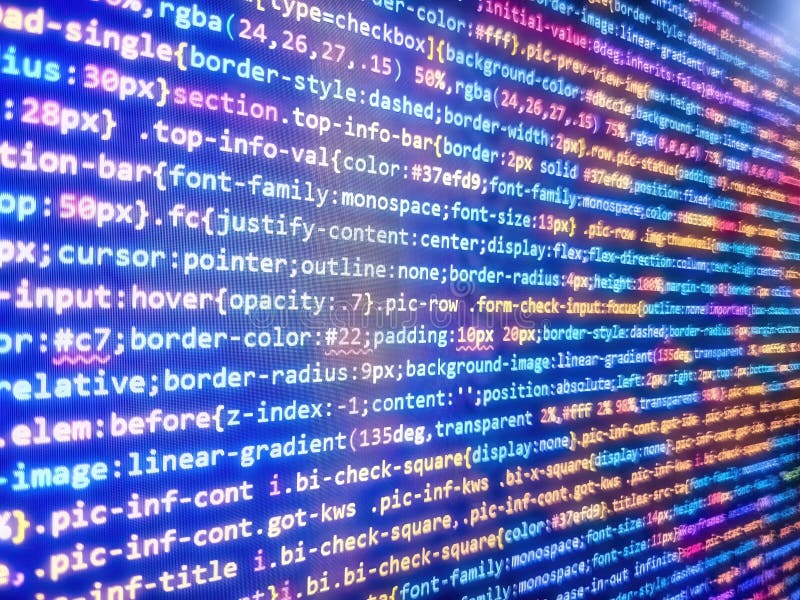 Software Developer Programming Code On Computer Digital Technology On Display Stock Image