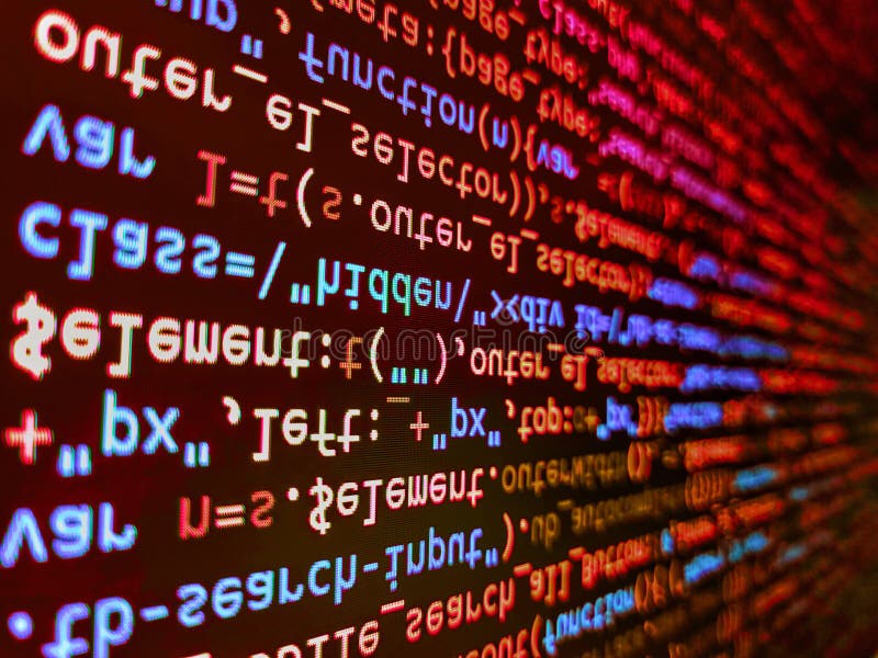 Software Developer Programming Code On Computer Monitor Programming