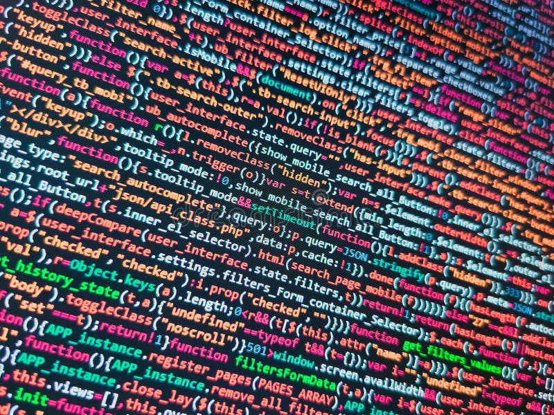 Software Developer Programming Code On Computer Monitor Digital Abstract Bits Data Stream