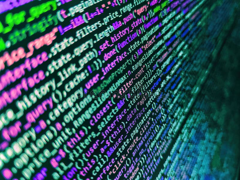 Software Developer Programming Code on Computer Monitor. Digital Technology on Display Stock ...