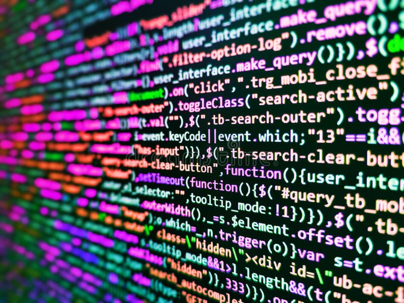 Software Developer Programming Code On Computer Monitor Javascript Code In Bracket Software