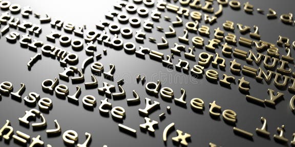 Software Developer Programming Code Gold Algorithms Embossed On Black 3d Illustration Stock