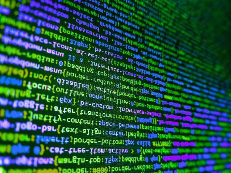 Letters, Chars, and Digits. Programmer Working on Computer Screen. Programming Code Screen of ...
