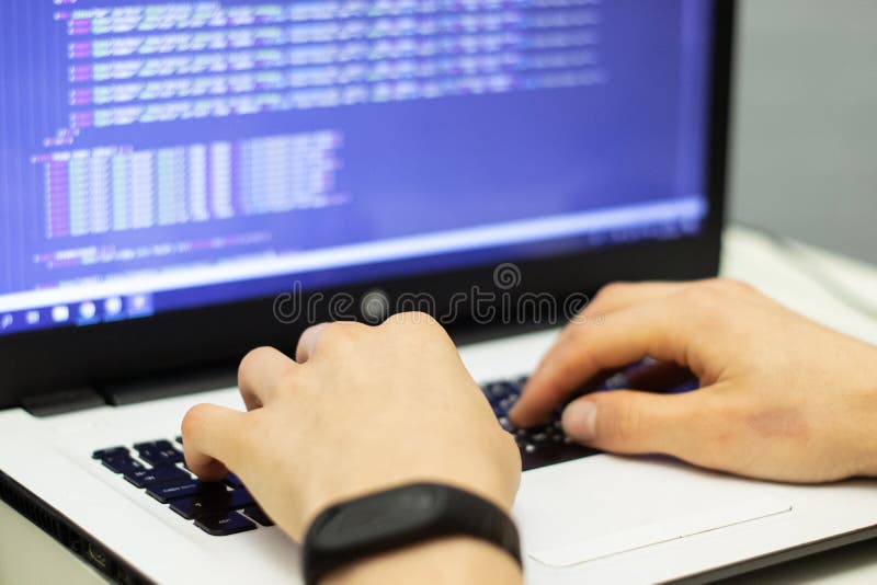 Software Developer Programming Code On A Monitor Stock Image Image Of Developer Applications