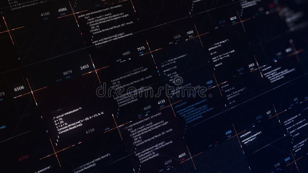 Software Developer Programming Code Running On Black Background Seamless Loop Animation