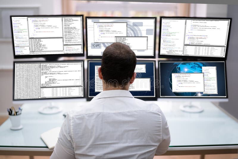 Software Developer Programming Stock Photo - Image of cyber, technology ...