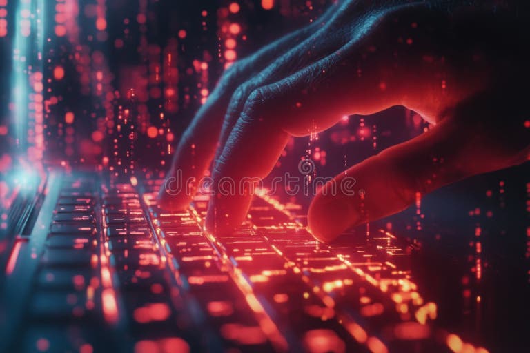 Software Developer Programming Futuristic Software Code Typing on ...