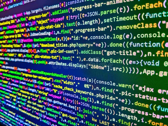 Software Developer Programming JavaScript Code. Developer Occupation Work Photo Stock Photo ...