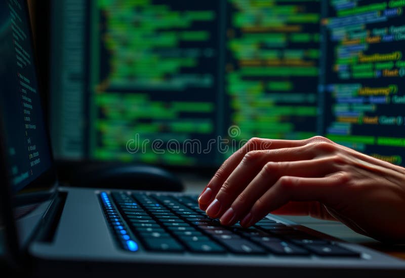 Software Developer S Logic Fingers Flying Across Keybo Stock Photo ...