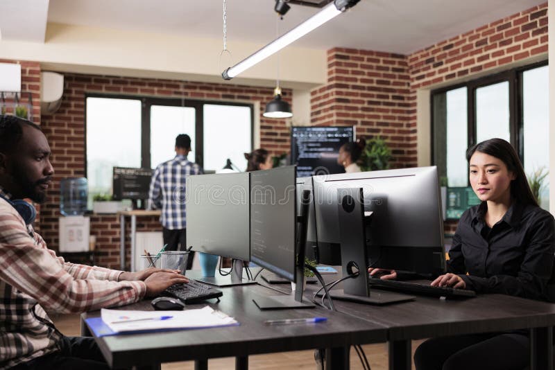 Software Developer Team Programming Encryption Applications To Be Used ...