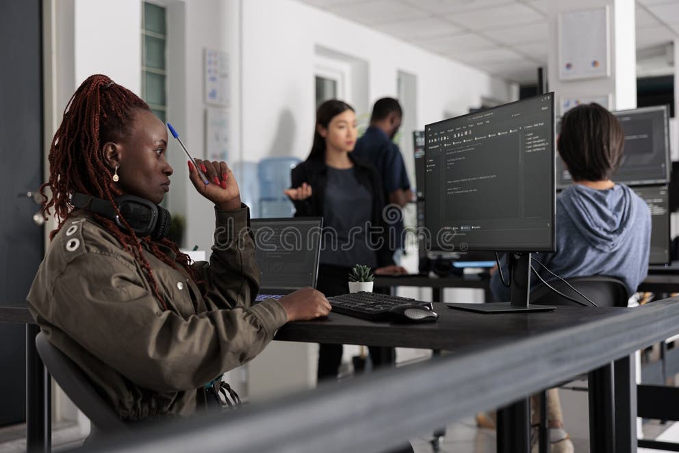 Software Developer Thinking at it Ideas Trying To Write Code and Create New Interface Editorial ...