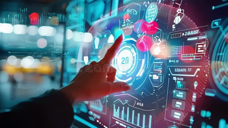 Software Developer Touching Futuristic Gui Interface on Transparent Screen Stock Footage - Video ...
