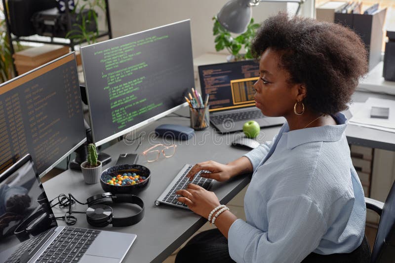 Software Developer Typing on Keyboard in Office Stock Image - Image of ...