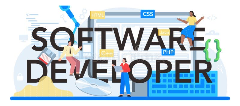 Software Developer Typographic Header. Idea of Programming Stock Vector ...