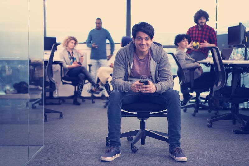 Software Developer Using Mobile Phone Stock Image - Image of network ...