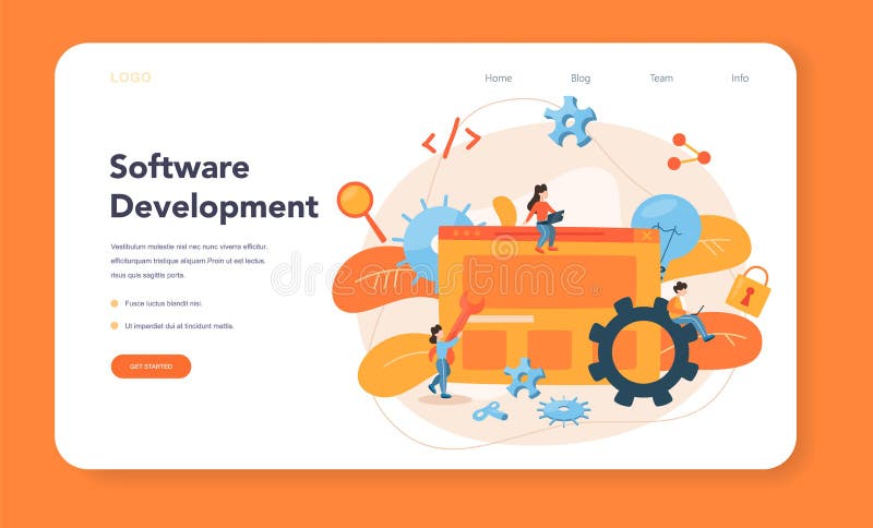 Software Developer Web Banner Or Landing Page Idea Of Programming Stock Vector Illustration 9598