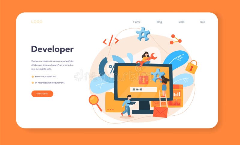 Software Developer Web Banner or Landing Page. Idea of Programming ...