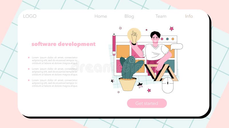 Software Developer Web Banner Or Landing Page Idea Of Programming Stock Illustration 4657