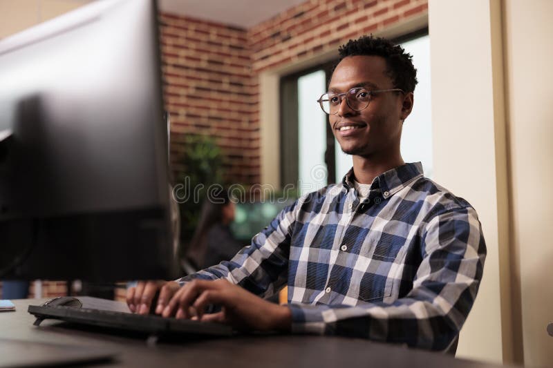 Software Developer Typing Programming Code On Computer Stock Image Image Of Software Admin