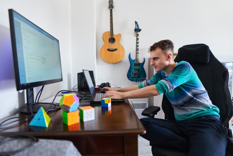 Software Developer Working Remote Stock Photo - Image of guitar, home ...