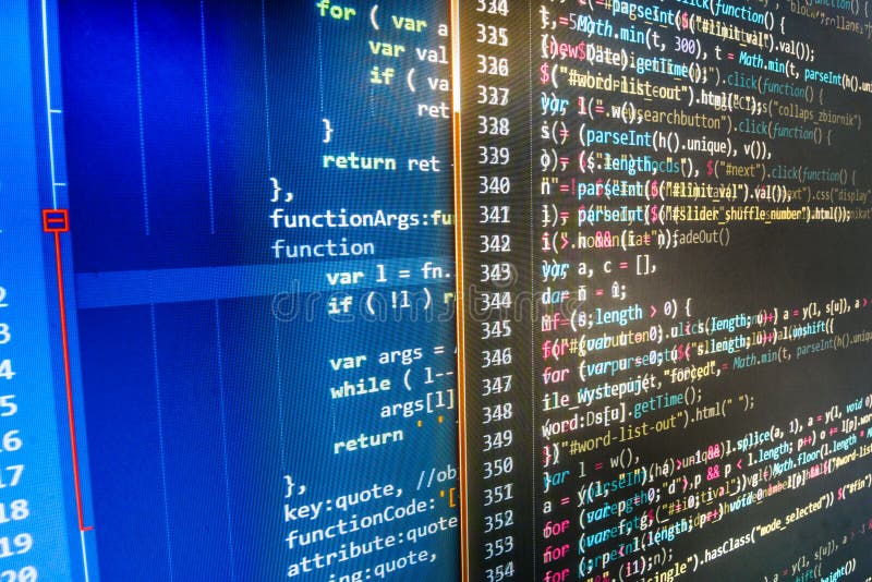 Software Developer Workspace Screen Stock Photo - Image of code ...