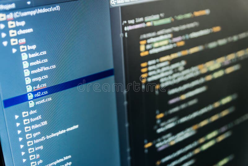 Software Developer Workspace Screen Stock Photo - Image of connection ...