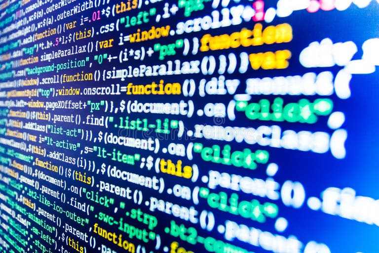 Software Developer Workspace Screen Stock Photo - Image of center, blue ...