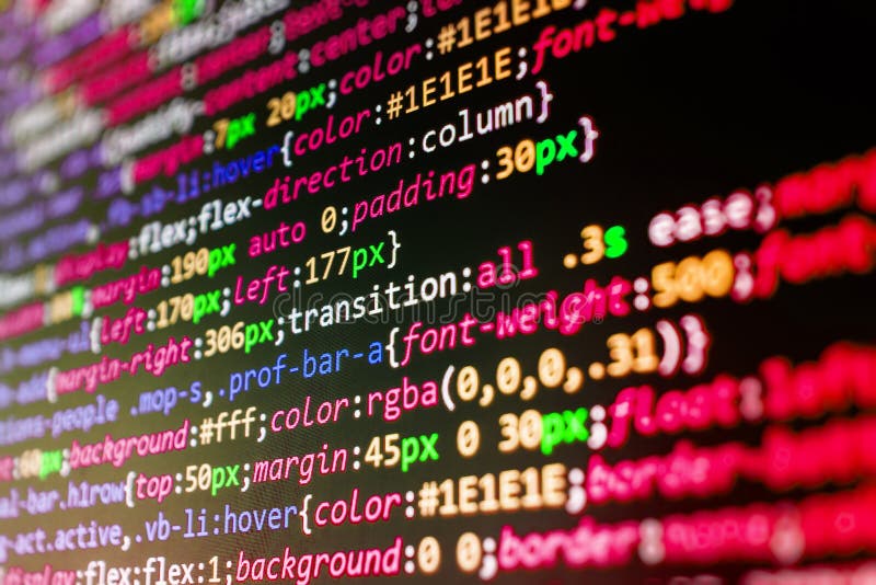 Software Developer Workspace Screen Stock Photo - Image of command ...