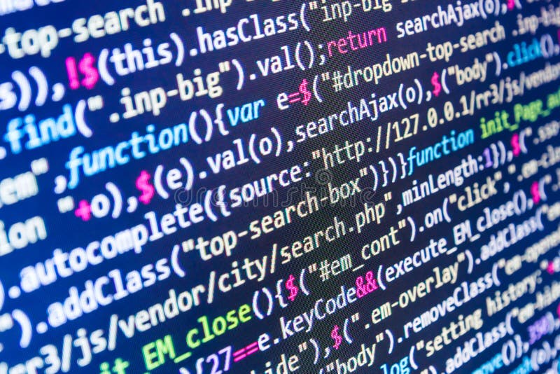 Software Developer Workspace Screen Stock Image - Image of binary ...