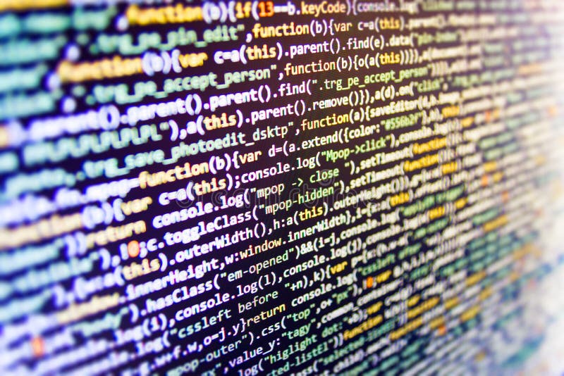 Software Developer Workspace Screen Stock Photo - Image of code ...