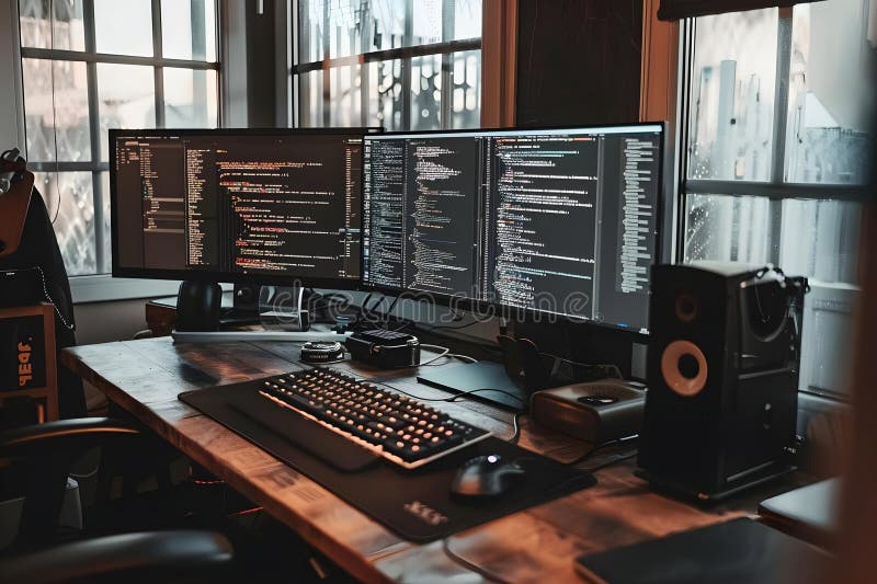 Software Developers Code Efficiently On Dual Monitors Utilizing