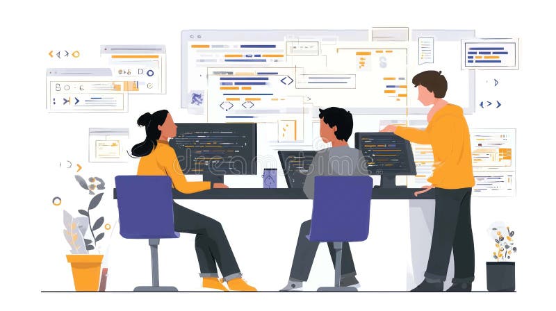 Software Developers Collaborate on a Coding Project during the Daytime ...