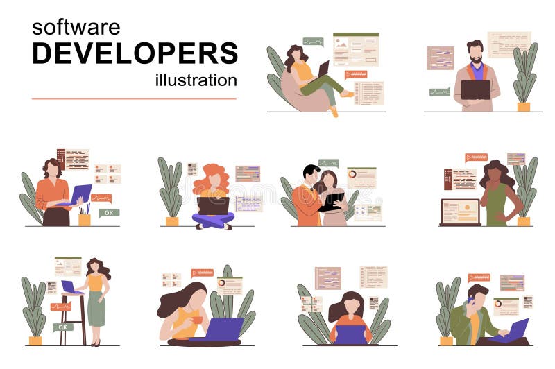 Software Program Developers Icon Set Stock Illustrations – 139 Software Program Developers Icon ...