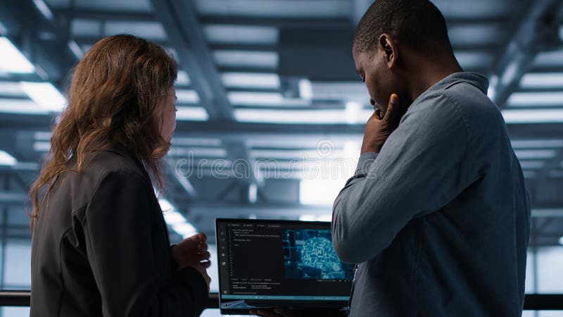 Software Developers in Data Center Using Laptop, Employing AI Machine Learning Stock Image ...