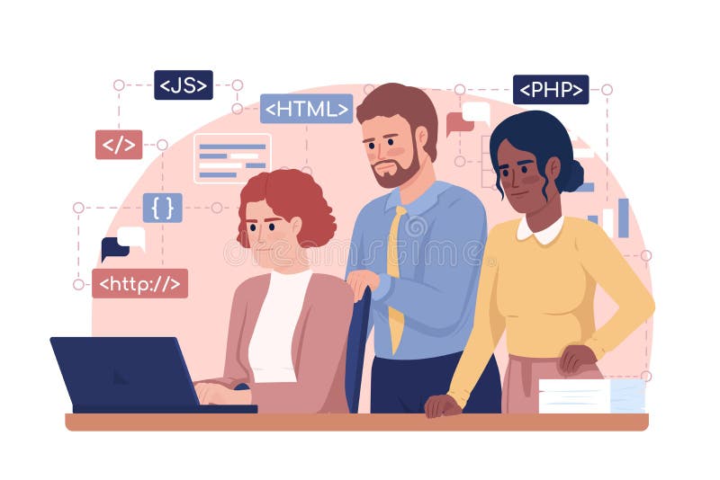 Software Developers Teamwork 2D Vector Isolated Illustration Stock ... Software Developers Teamwork 2D Vector Isolated Illustration Stock ...