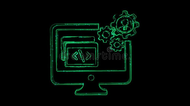 Software Development Animated Icon Appearing with Lines on Black ...
