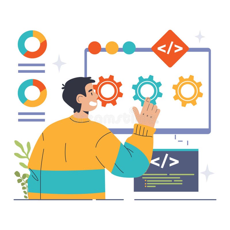 Software Development. Coding, Back-end and Front-end Engineering Stock Vector - Illustration of ...