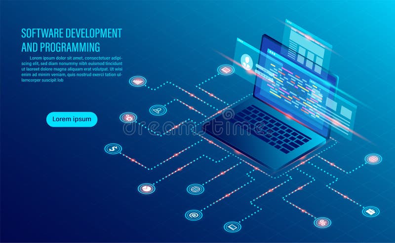 Software Development Coding And Business Analysis Stock Vector Illustration Of Icon Design