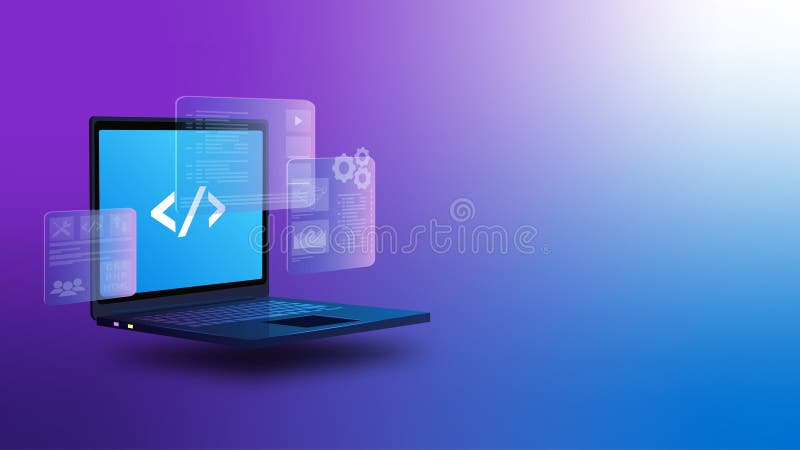 Software Development Coding Concept, Programming Laptop UI Stock Vector - Illustration of layout ...