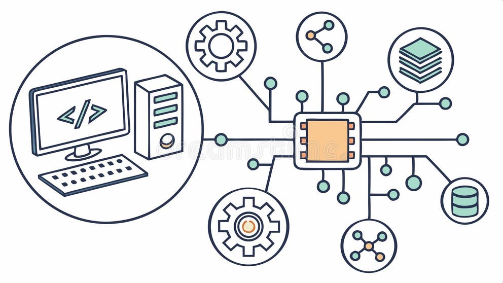 Software Development and Coding Icons, Programming and Technology Vector Design Generative AI ...