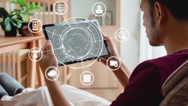 Programmer Coding with Digital Interface and Language Overlays Spire Stock Footage - Video of ...