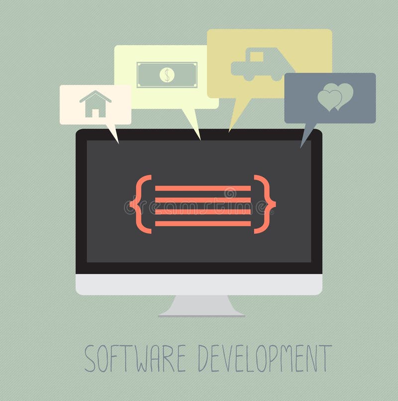 Software Development Coding Work for Dream. Stock Illustration ...