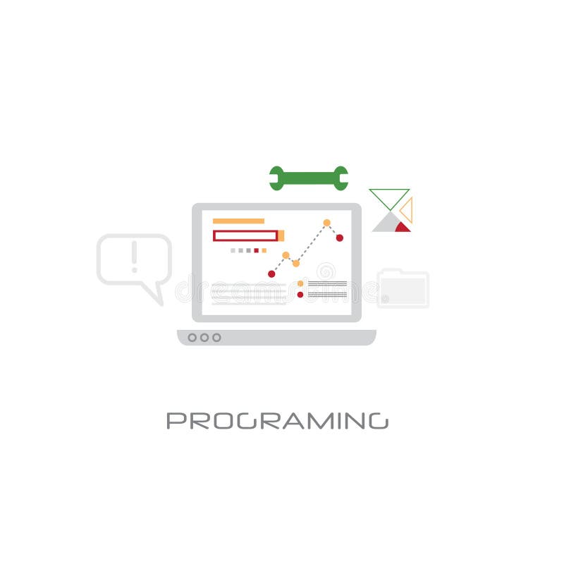 Software Development Computer Programming Concept Line Style White Background Stock Vector