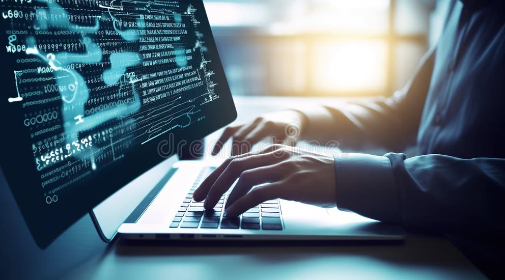 Software Development Concept. Coding Programmer, Software Engineer Working on Laptop with ...