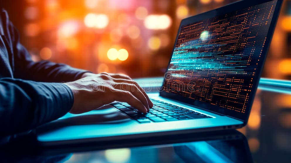 Software Development Concept. Coding Programmer, Software Engineer Working on Laptop with ...