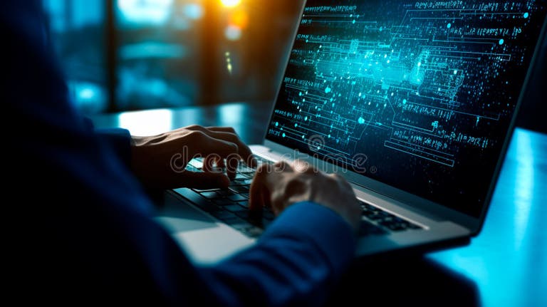 Software Development Concept. Coding Programmer, Software Engineer Working on Laptop with ...