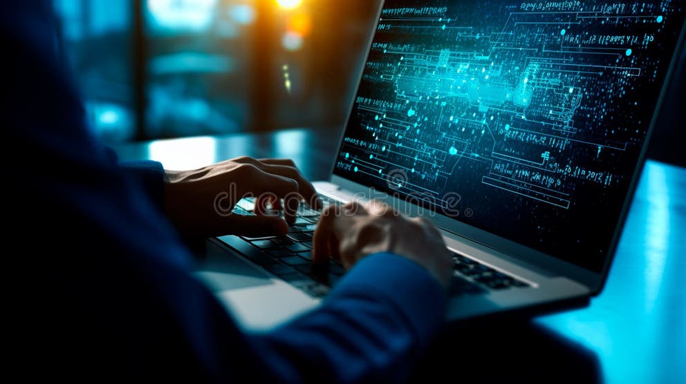 Software Development Concept. Coding Programmer, Software Engineer Working on Laptop with ...