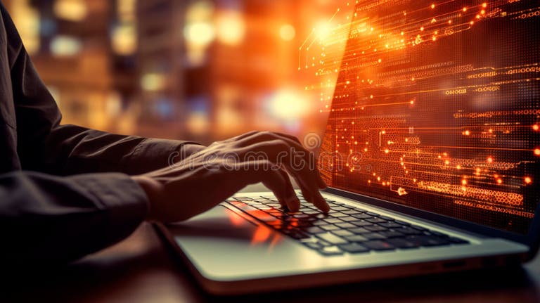 Software Development Concept. Coding Programmer, Software Engineer Working on Laptop with ...