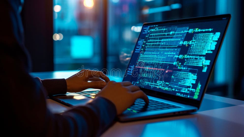 Software Development Concept Coding Programmer Software Engineer Working On Laptop With