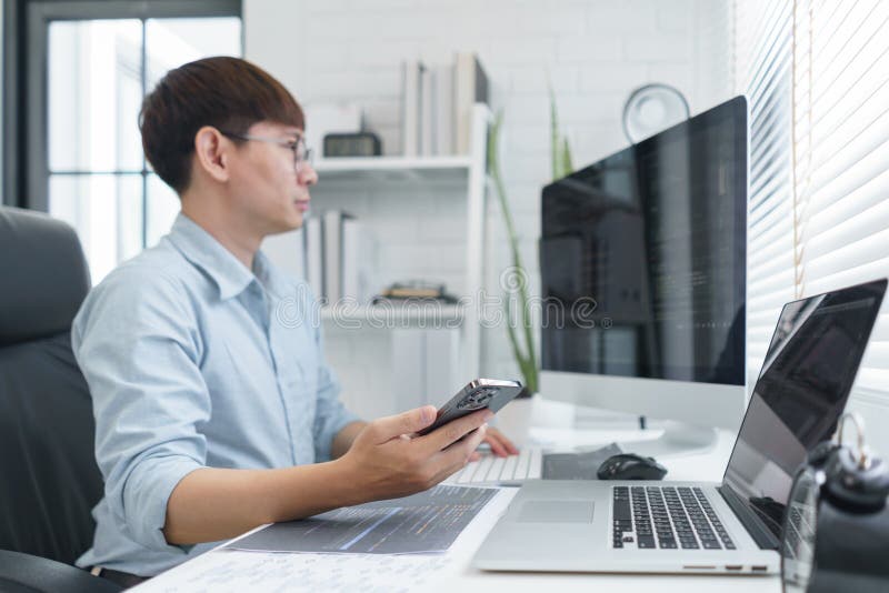 Software Development Concept Male Programmer Check Website Programming